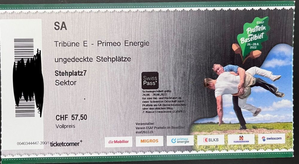 ESAF Schwingfest Samstag 1 Ticket Stehplatz (Neu und originalverpackt) in Küssnacht am Rigi für ...