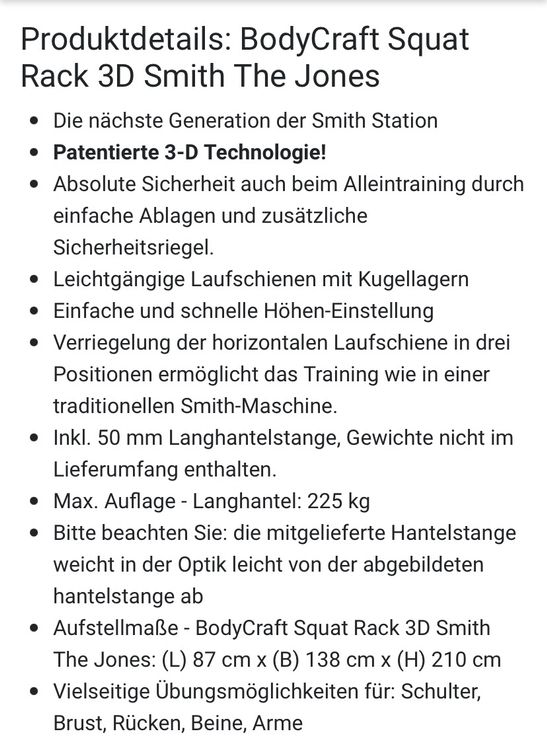 BodyCraft Squat Rack 3D Smith The Jones | Kaufen auf Ricardo