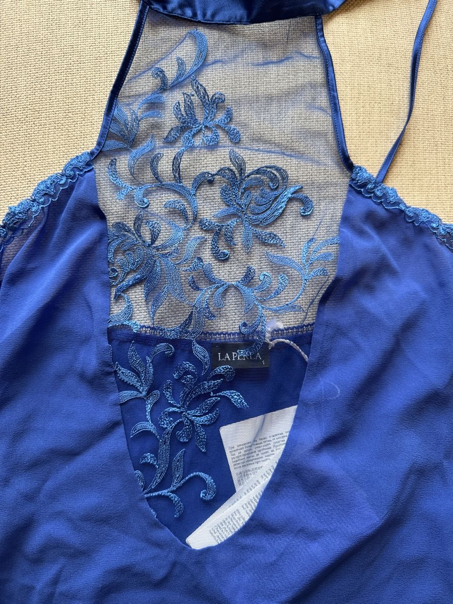 La Perla nuisette bleue marine en soie (Neuf avec emballage d'origine ...