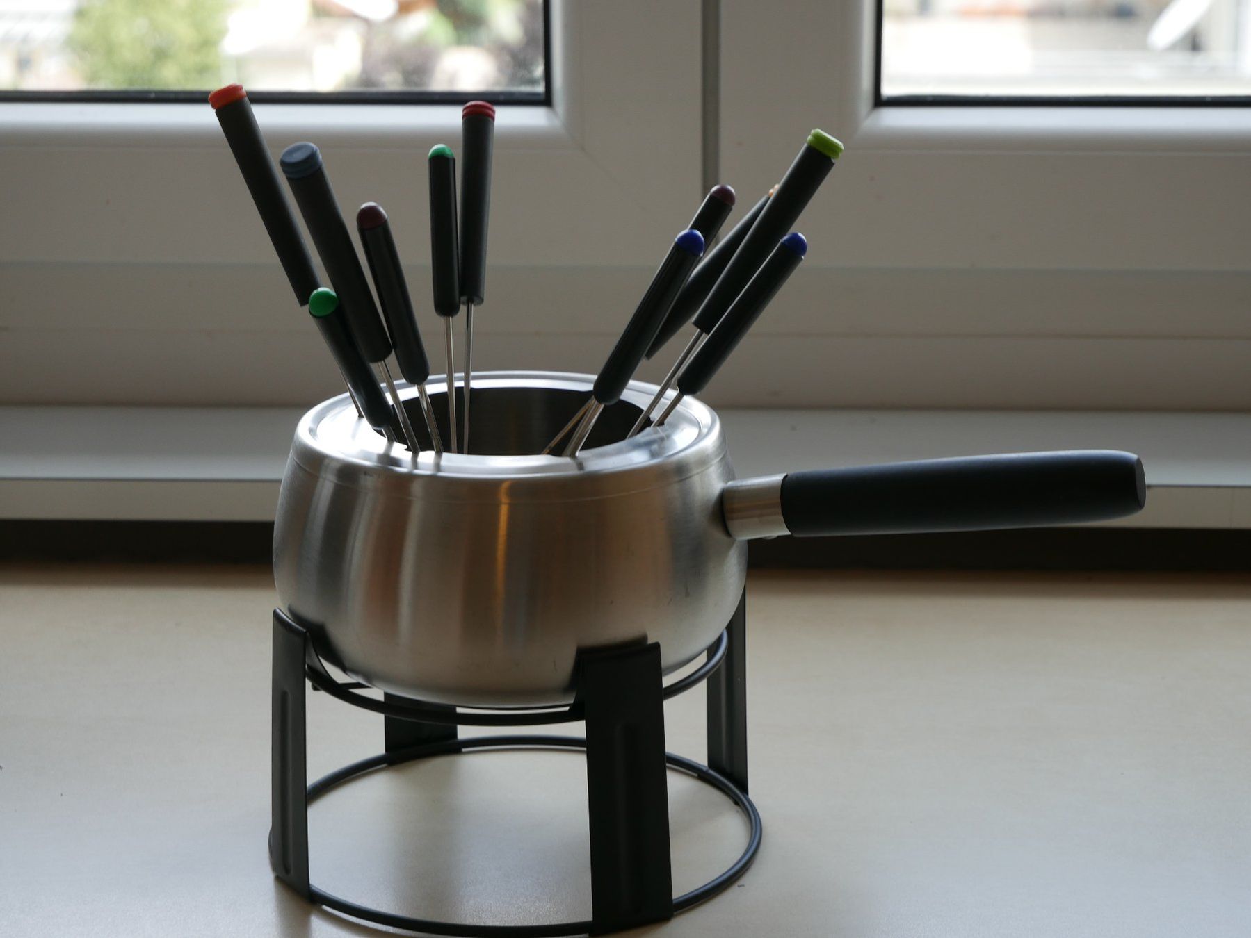 Schokolade-Fondue Set, Edelstahl, mit 11 Gabeln-Winterspass (Neu ...