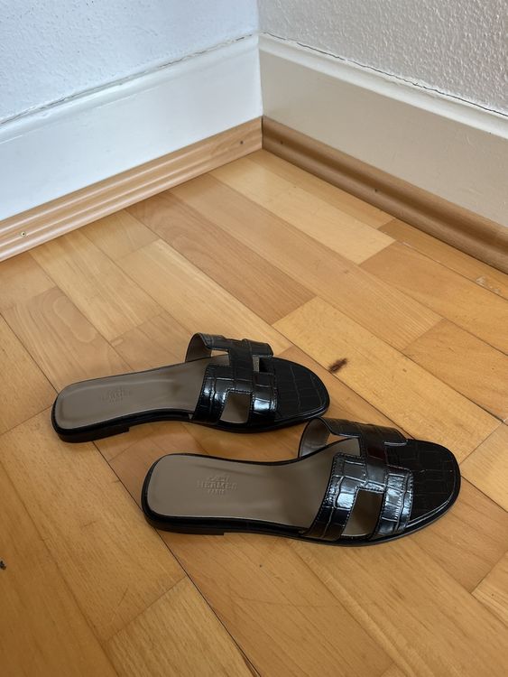 Oran Sandal Black Crocodile
