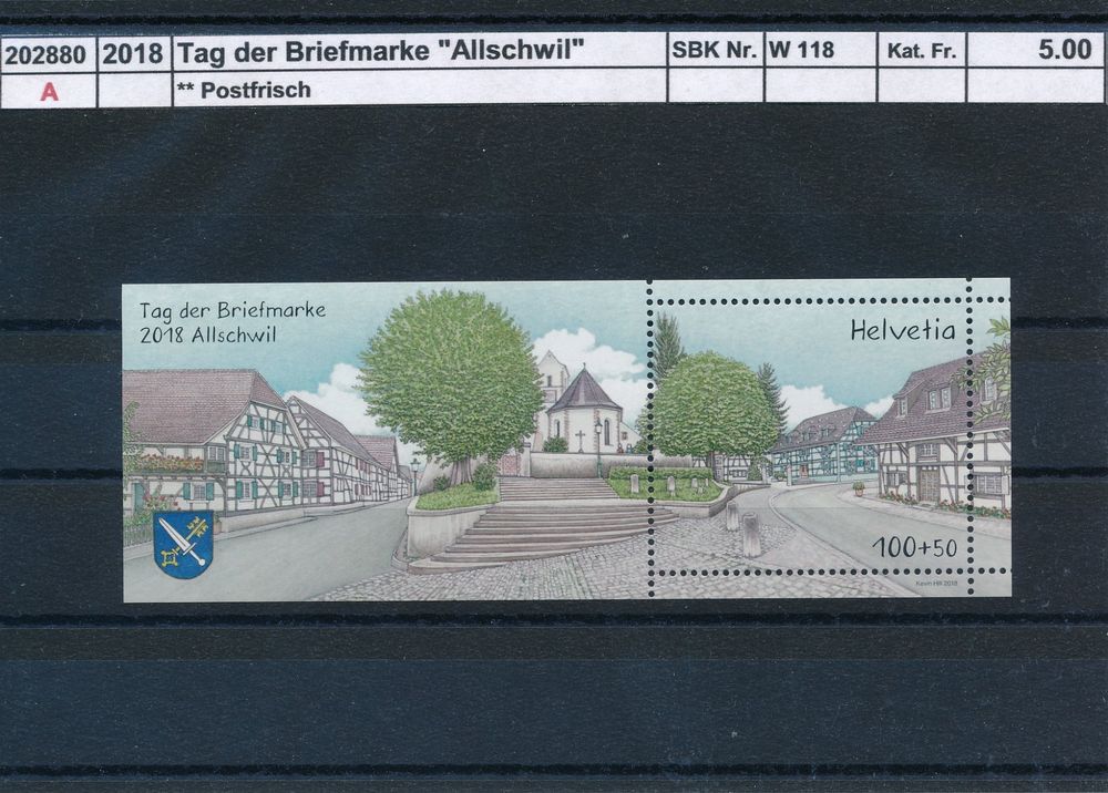 2018 Tag der Briefmarke "Allschwil" - Block, **postfrisch (Neu (gemäss ...