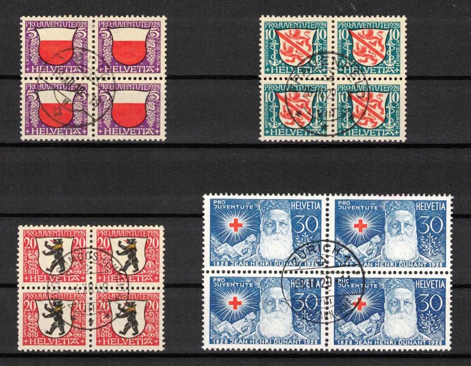 Pro Juventute 1928 4er-Block Serie mit Zentrum-ʘ (Neu (gemäss Beschreibung)) in Nuglar für CHF ...