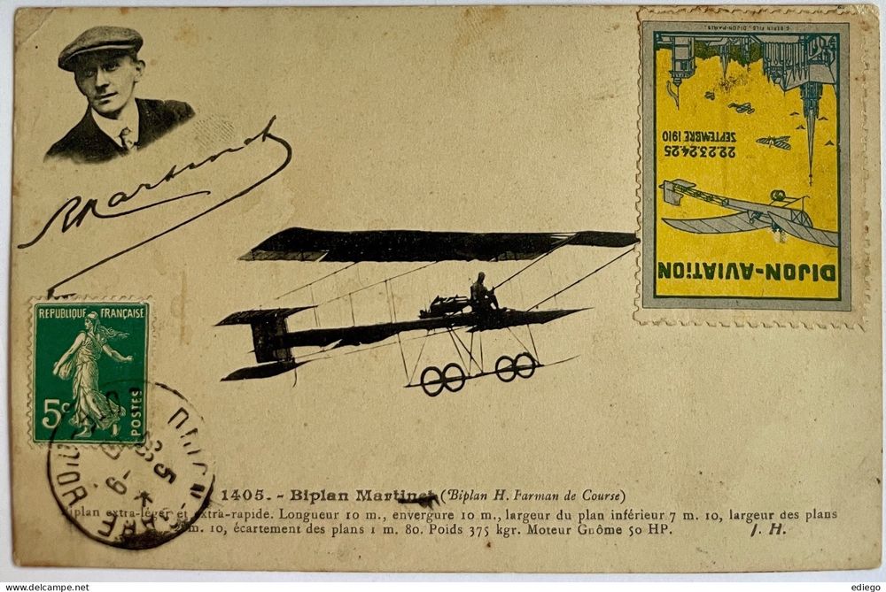 AVIATION - ROBERT MARTINET SUR SON BIPLAN FARMAN... 1910 | Kaufen auf ...