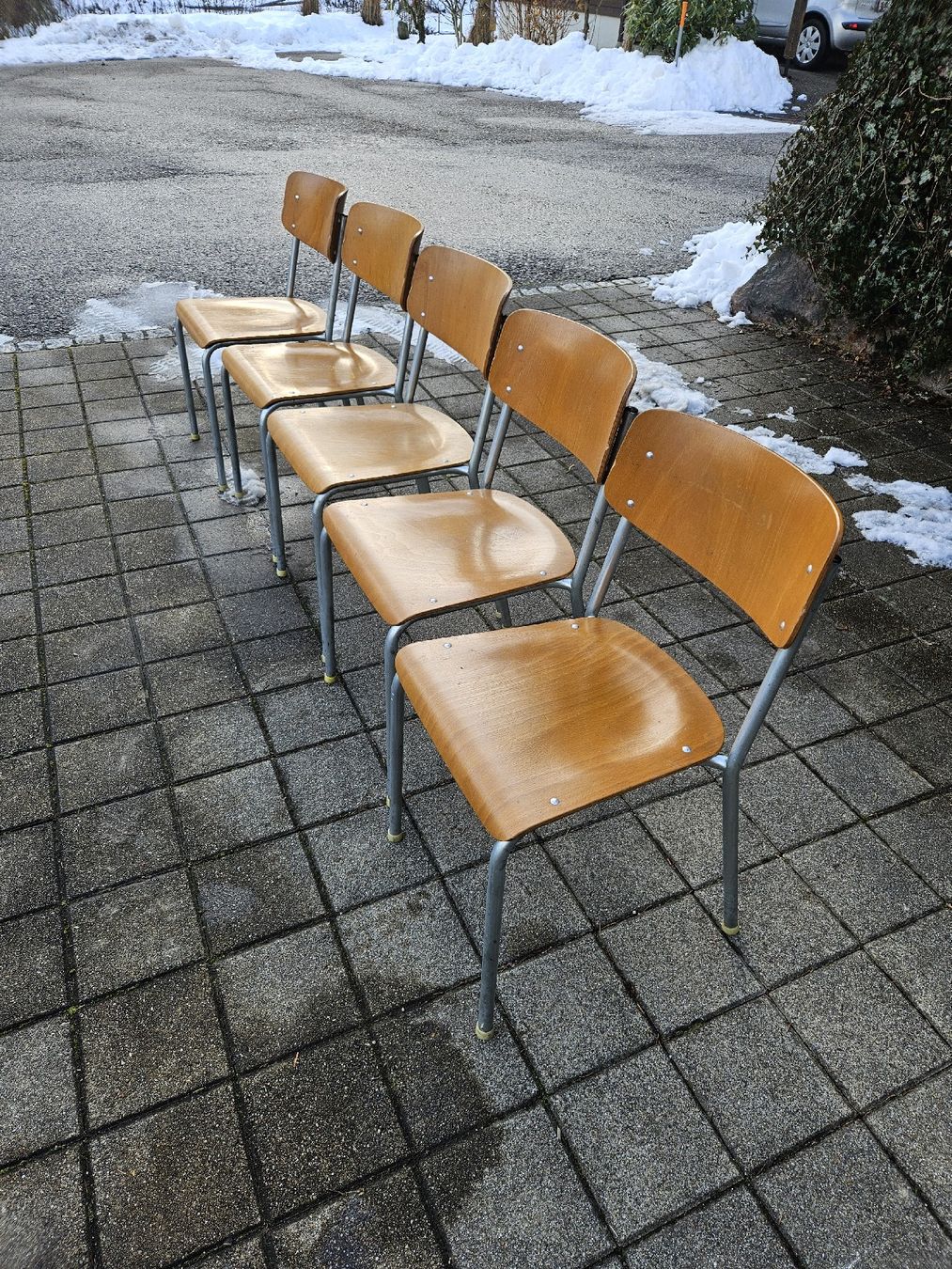 Embru Stuhl, Holz, Stahl - Schweizer Designklassiker! 5 Stk. (Gebraucht ...