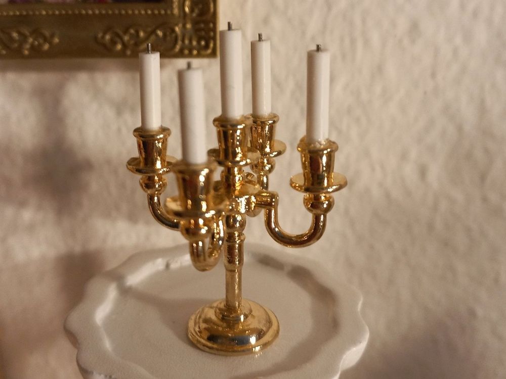 5 Armiger Metall Kerzenständer für Puppenhaus (Neu (gemäss Beschreibung ...