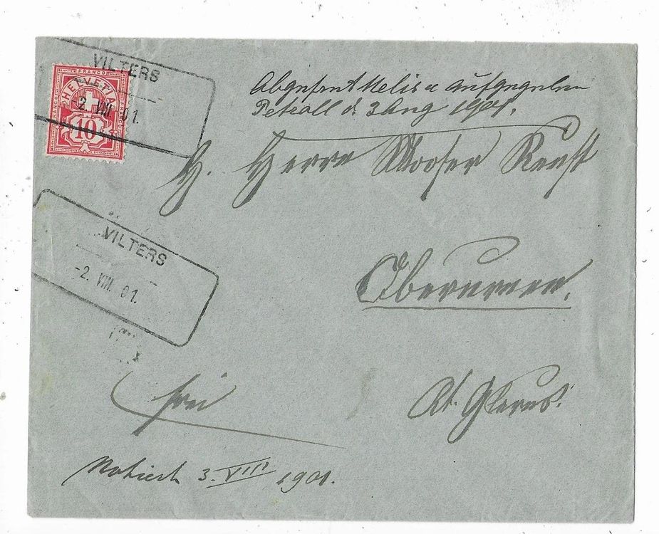 Aushilfsstempel SG Vilters 2.VIII.01 (Gebraucht) in Schocherswil für CHF 48 – mit Lieferung auf ...