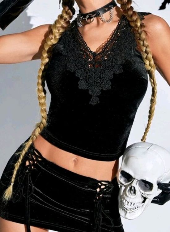 Gothic-Samt-Top m. Verzierung *neu* (Neu und originalverpackt) in für ...