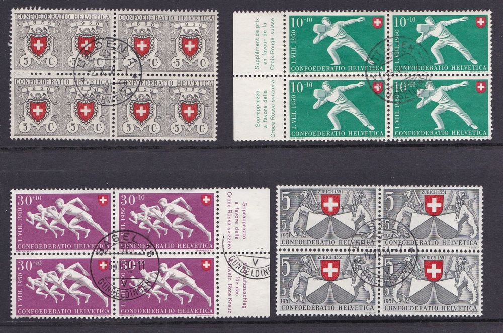 12 Stk. Pro Patria Viererblocks ab 1950 (Gebraucht) in Münchwilen AG für CHF 12 – mit Lieferung ...