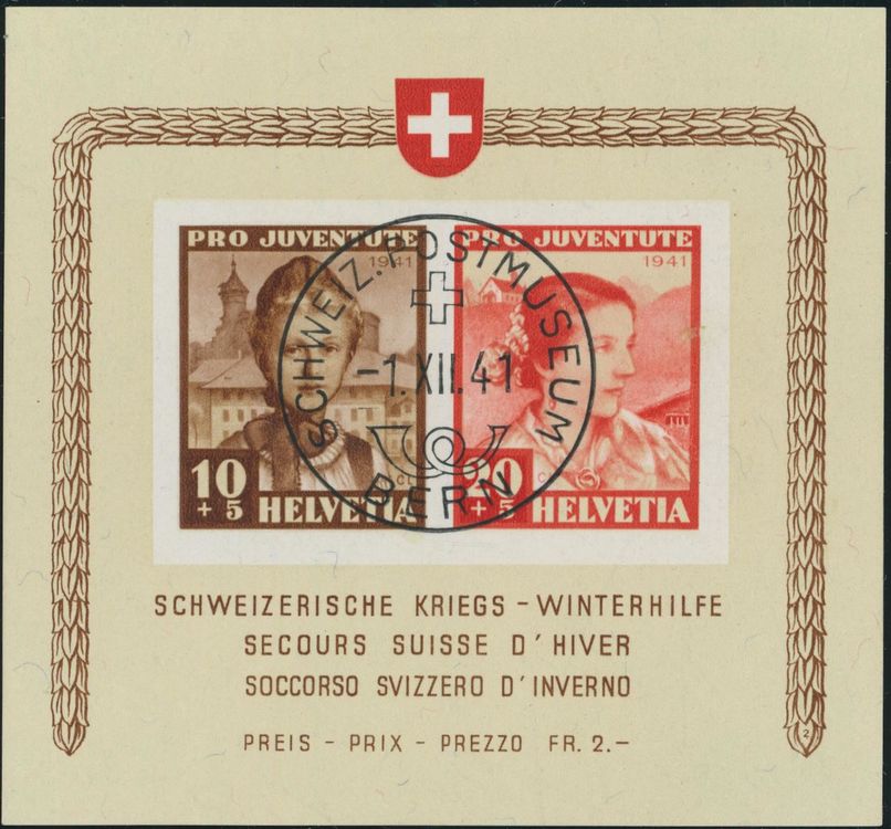 1941 - Pro Juventute - Block - ET Voll (Gebraucht) in Schindellegi für CHF 3750 – mit Lieferung ...