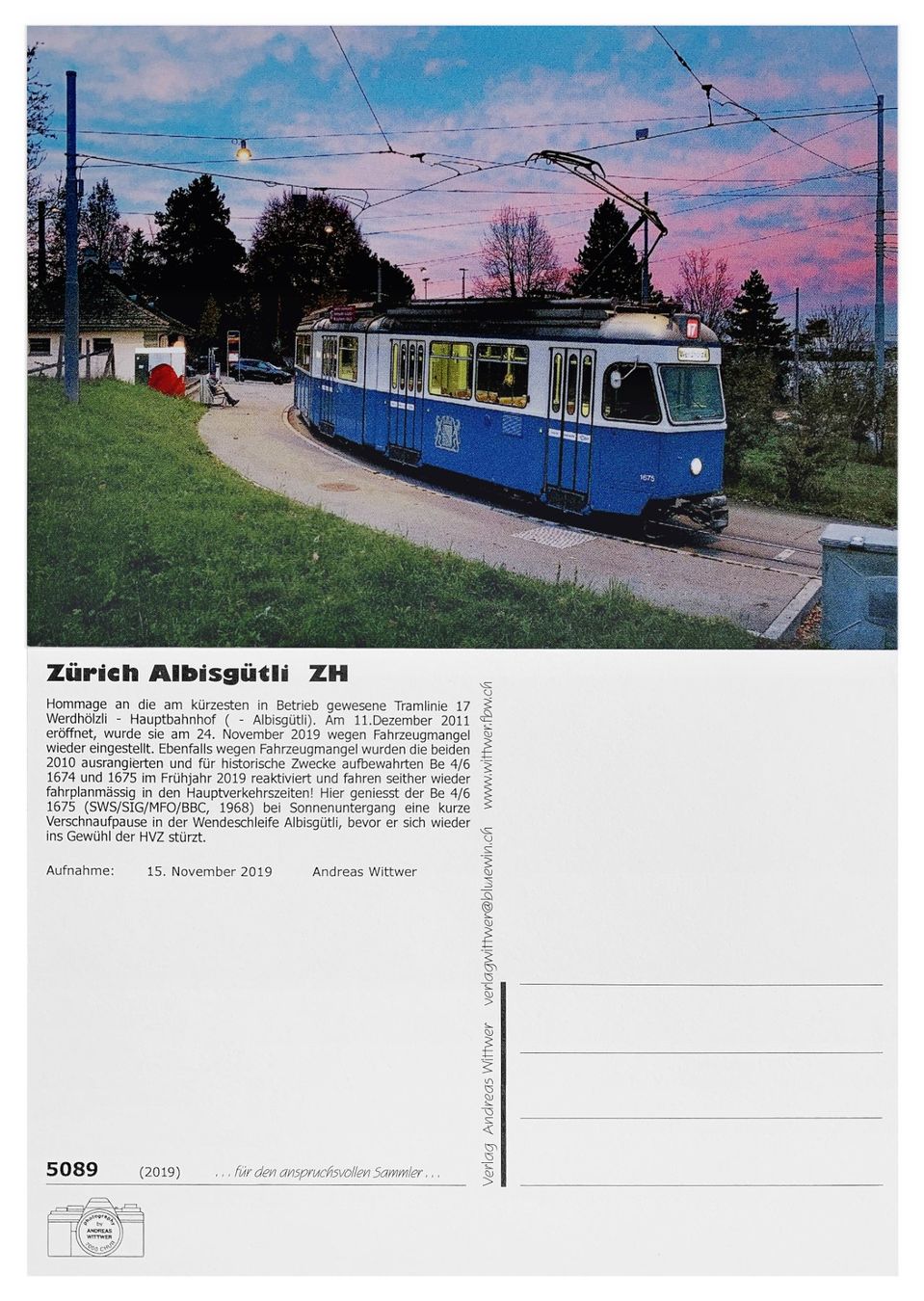 Zürich Albisgütli Linie 17 VBZ Tram Be 4/6 1675 Mirage (Neu (gemäss ...