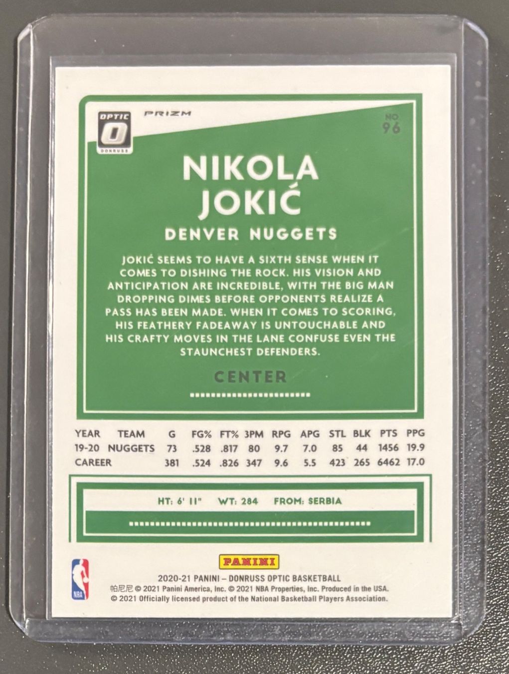 NBA Nikola Jokic 2020-21 Donruss Optic Holo Parallel Card (Neu (gemäss ...