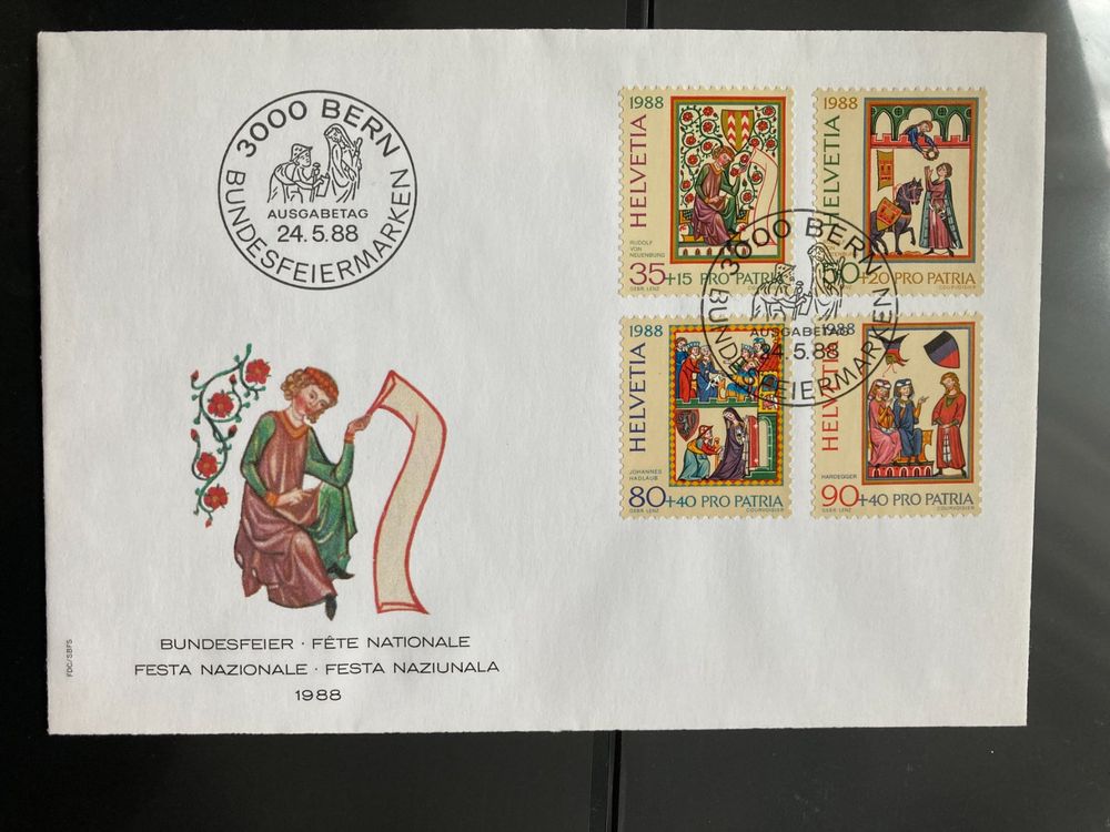 Schweiz 1988 Ersttagsbrief Satz Pro Patria Minnesänger | Kaufen auf Ricardo