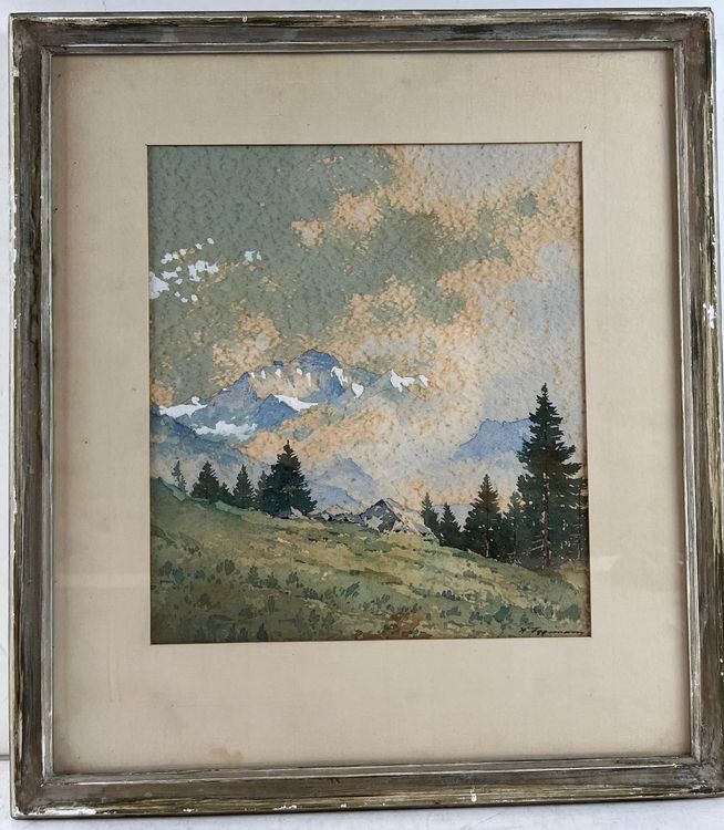Alpenlandschaft mit Jungfrau Aquarell Signiert. (Gebraucht) in Neuhausen am Rheinfall für CHF 10 ...
