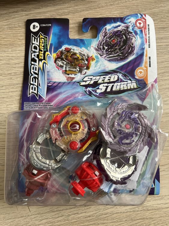Beyblade burst surge Speed Storm Odax 06 vs. Kolossal Fafnir (Neu und ...