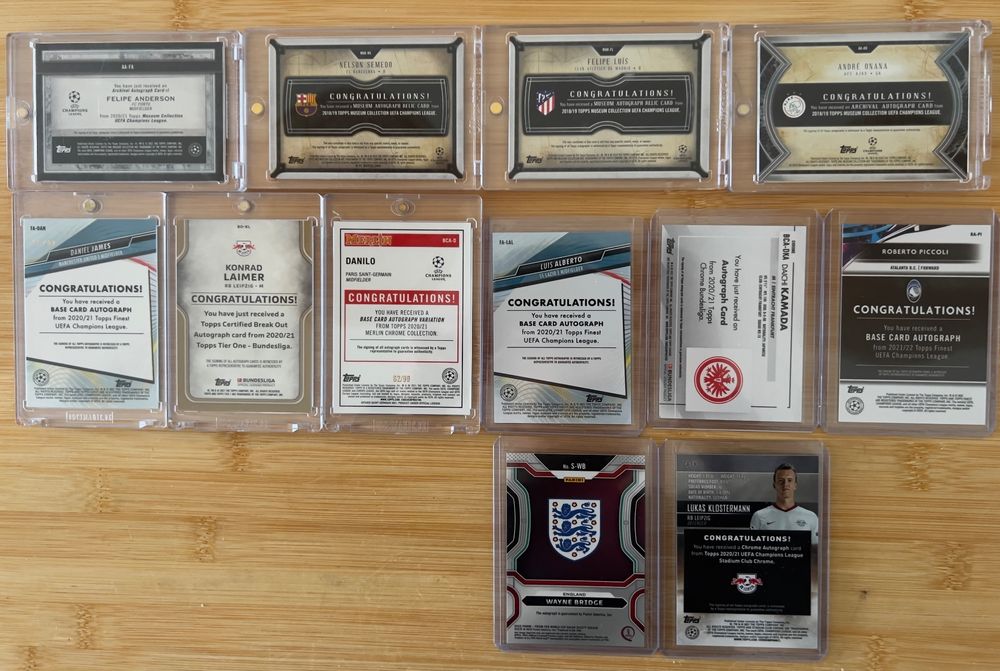 12 verschiedene Panini und Topps Autogramme im Top Loader (Gebraucht ...