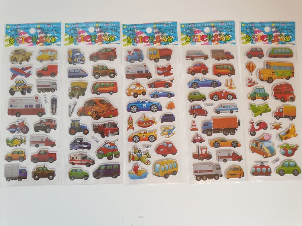 5 Bogen Sticker Aufkleber Etiketten Fahrzeuge Flugzeuge (Neu und ...