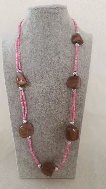 Collana etnica con pietre rosa e marroni (Neu und originalverpackt) in ...
