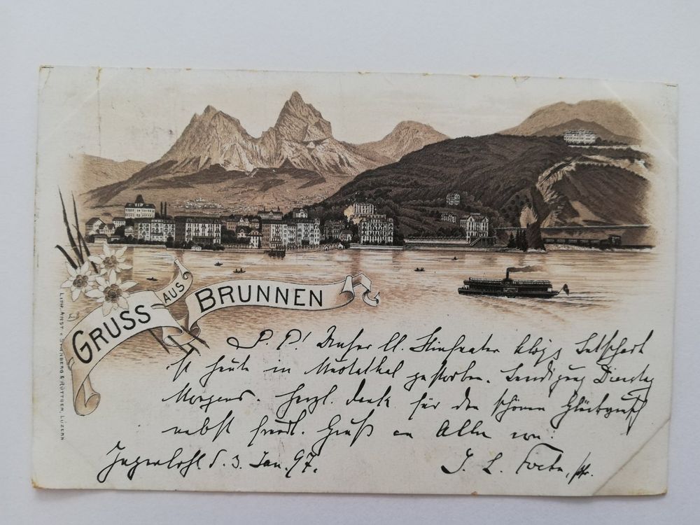 Postkarte Gruss aus Brunnen 1897 | Kaufen auf Ricardo