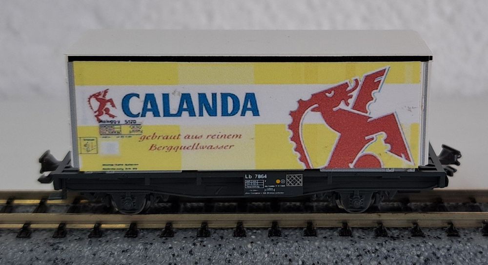 RhB Güterwagen mit Container Calanda Bräu Spur N Kato Neu (Neu (gemäss ...