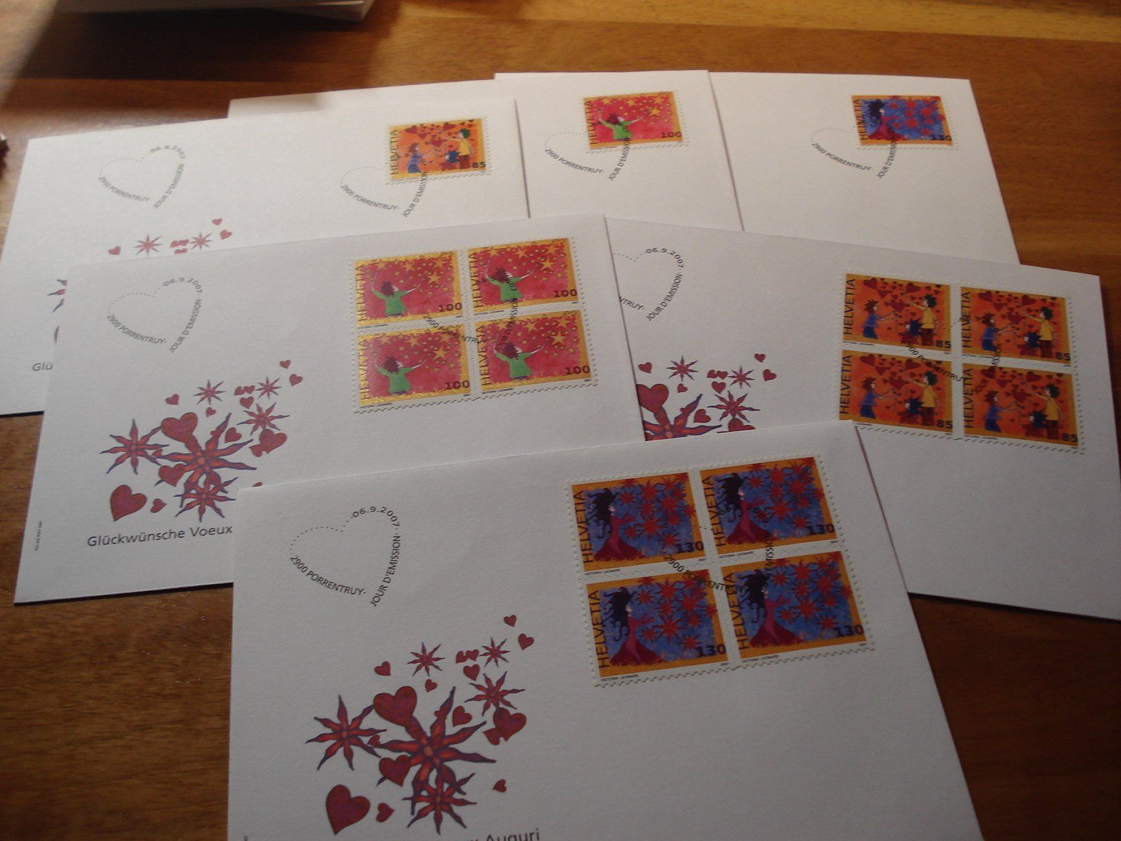 FDC 2007, Satz Glückwünsche, Einzel + 4erblock, 6 Belege (Gebraucht) in ...