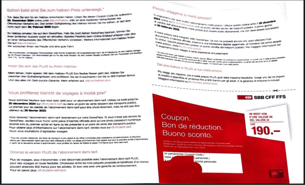 50% off SBB Half Fare travel card (Neu (gemäss Beschreibung)) in ...