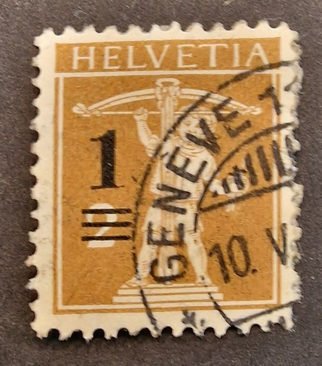 HELVETIA TELLKNABE 1911 Überdruck 1 auf 2 gestempelt (Gebraucht) in ...