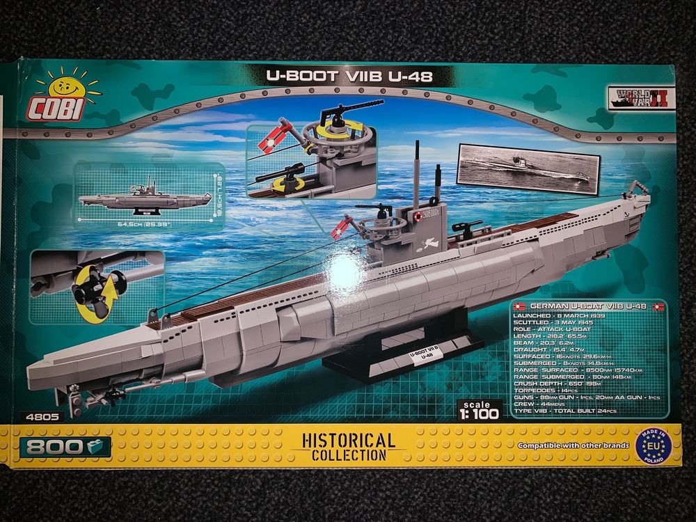 Cobi U-Boot VIiB U-48 800 Teile Kompatibel mit Lego No. 4805 (Neu ...