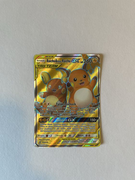 Pokémon Karte Raichu&Alola-Raichu Tag-Team | Kaufen auf Ricardo