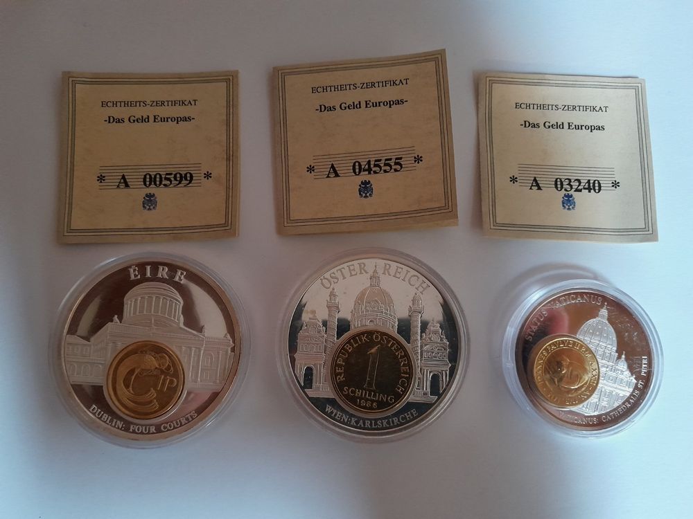 Das Geld Europas 3 Gedenkmünzen/Medaillen (Neu (gemäss Beschreibung ...