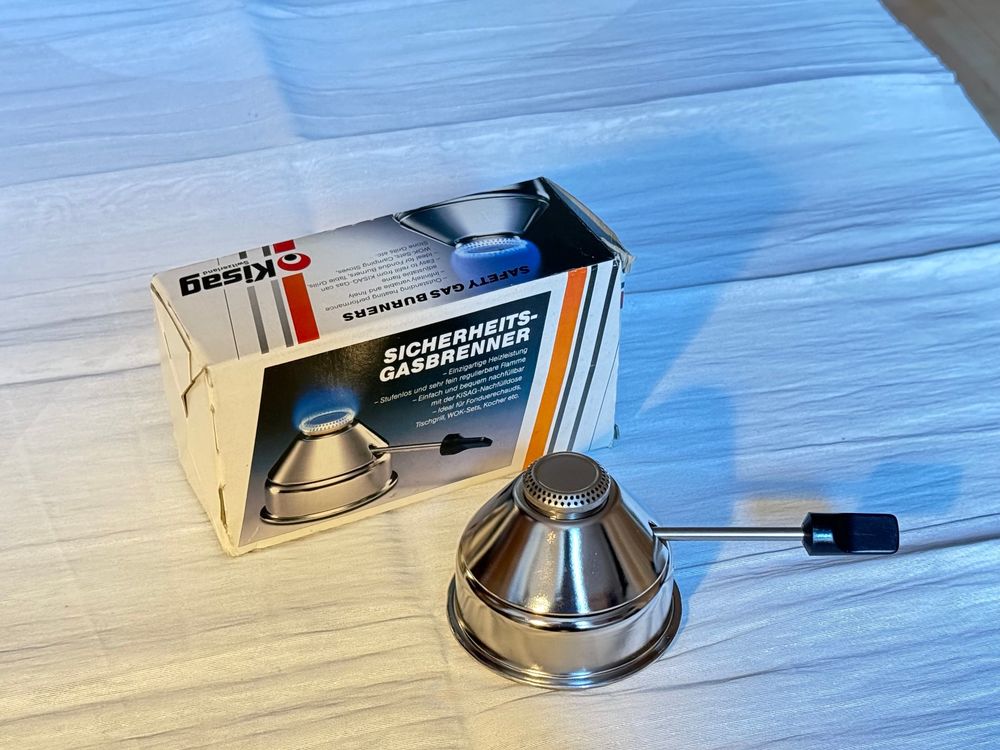 Kisag Sicherheits-Gasbrenner OVP NEU le brüleur à gas Fondue (Neu und originalverpackt) in ...