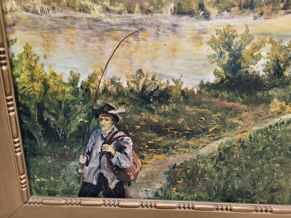 Gemälde K. Balsiger, Fischer am Fluss, signiert 1956 (Gebraucht) in ...