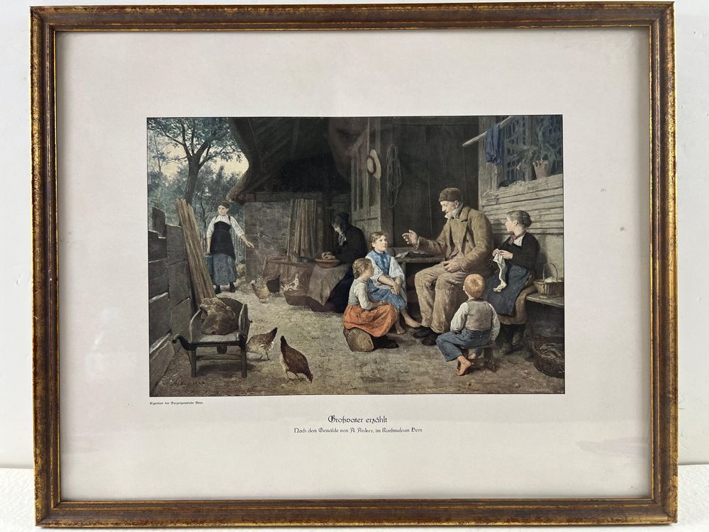 Albert Anker Grossvater erzählt eine Geschichte Alte Grafik (Gebraucht) in Neuhausen am ...