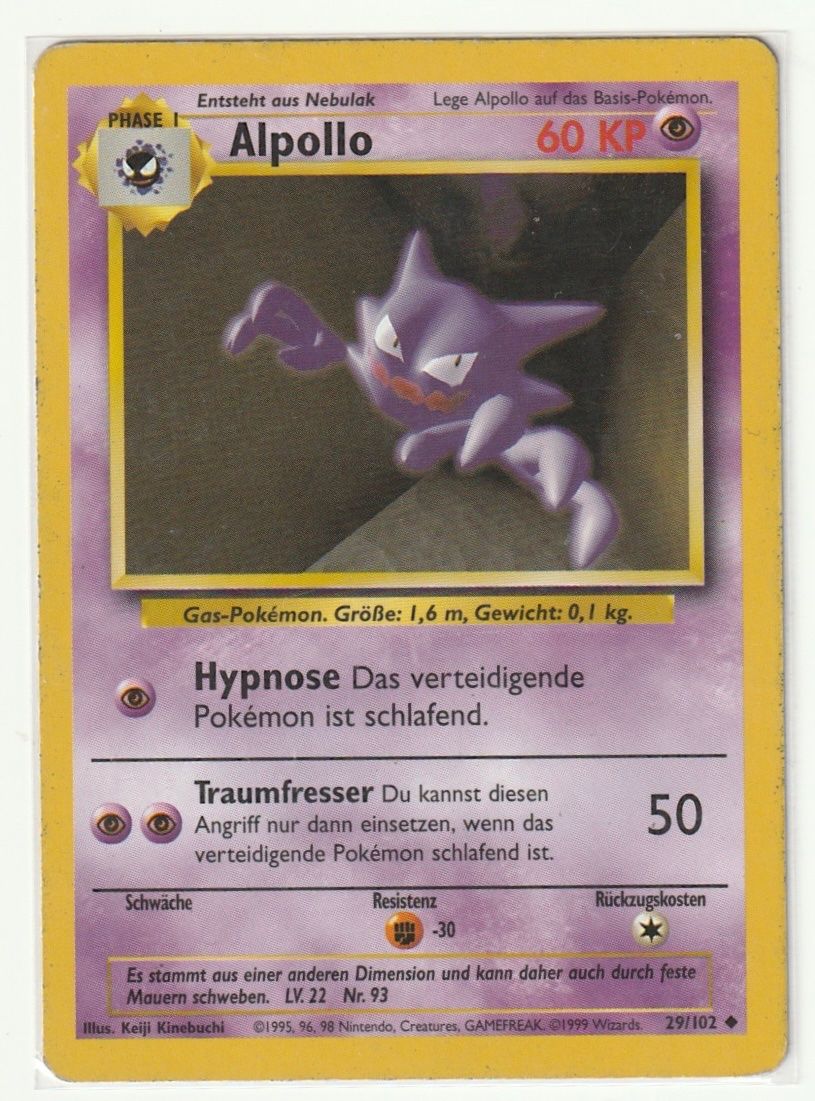 Pokémon 1999 Alpollo (29/102), Basis Base Set (Gebraucht) in Biel ...