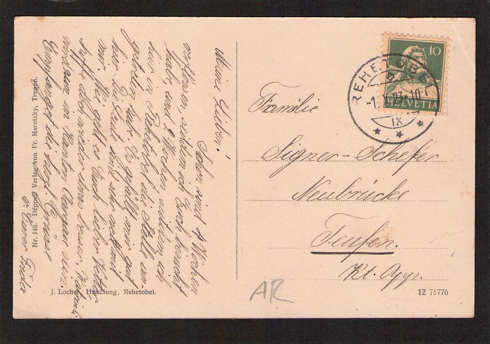 Gruss aus Rehetobel AR , gel. 1923 | Kaufen auf Ricardo