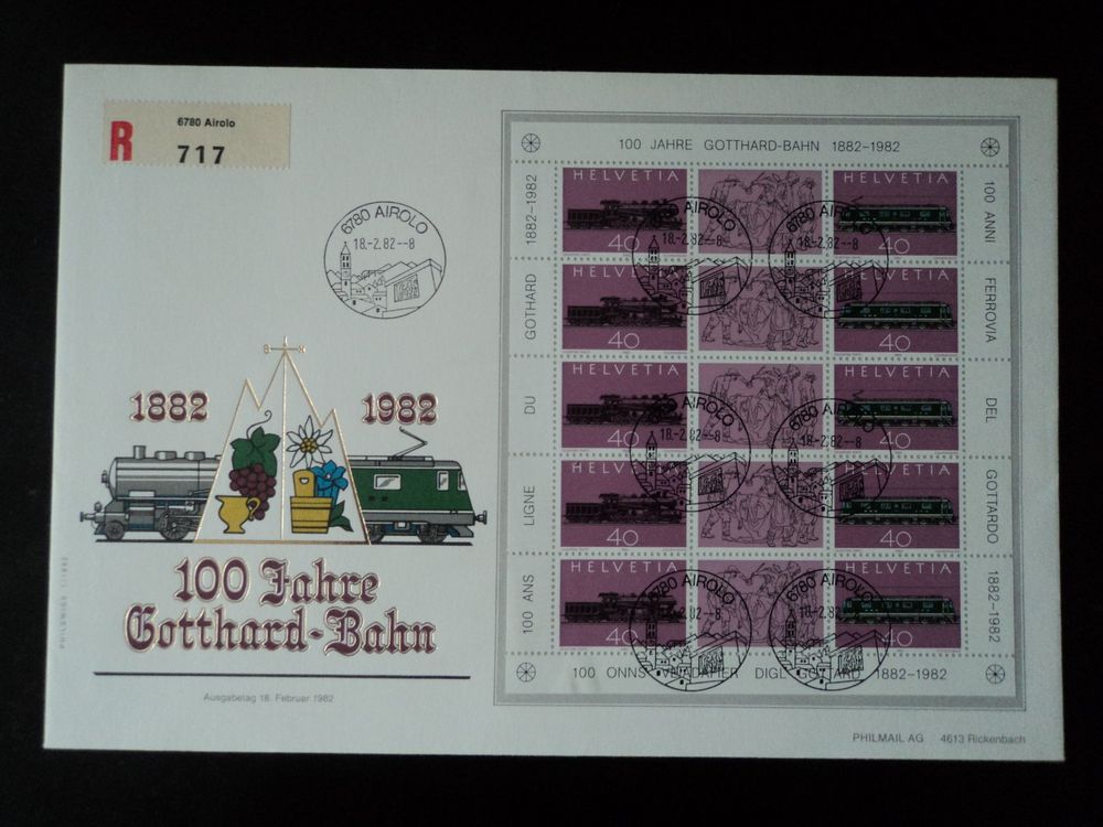 Grossbrief Kleinbogen FDC 1982 Gotthard (Gebraucht) in Pfäffikon ZH für CHF 5 – mit Lieferung ...