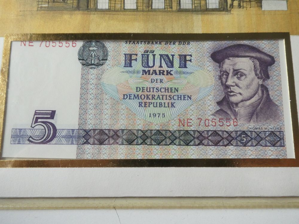 DDR 1975, 5 Mark unzirkuliert in Banknotenbrief (Neu (gemäss Beschreibung)) in Hinterforst für ...