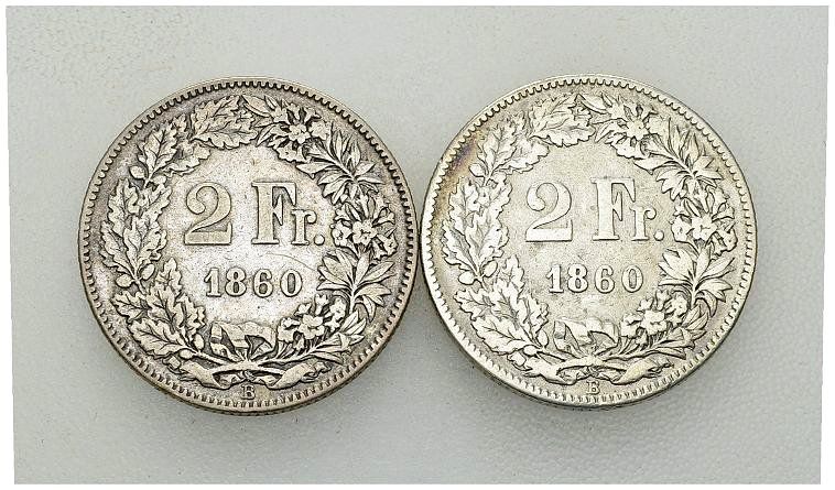 Schweiz 2 Fr. 1860 2 Stück (Gebraucht) in Bern für CHF 65 – mit Lieferung auf Ricardo kaufen