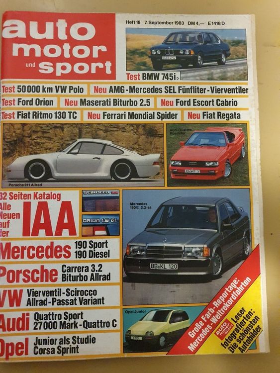 AMS 18/83 BMW 745i Fiat Ritmo 130 TC Abarth Pontiac Fiero xx | Kaufen ...