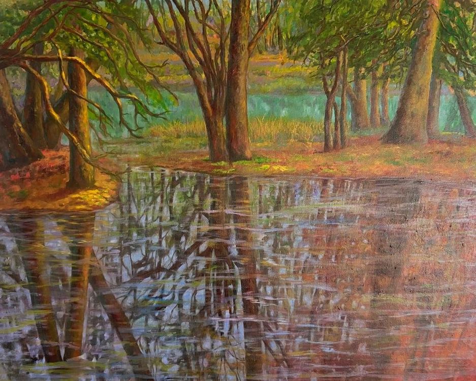 Im Wald am Teich, Öl auf Leinwand, 80x100cm (Neu (gemäss Beschreibung)) in Belp für CHF 1700 ...