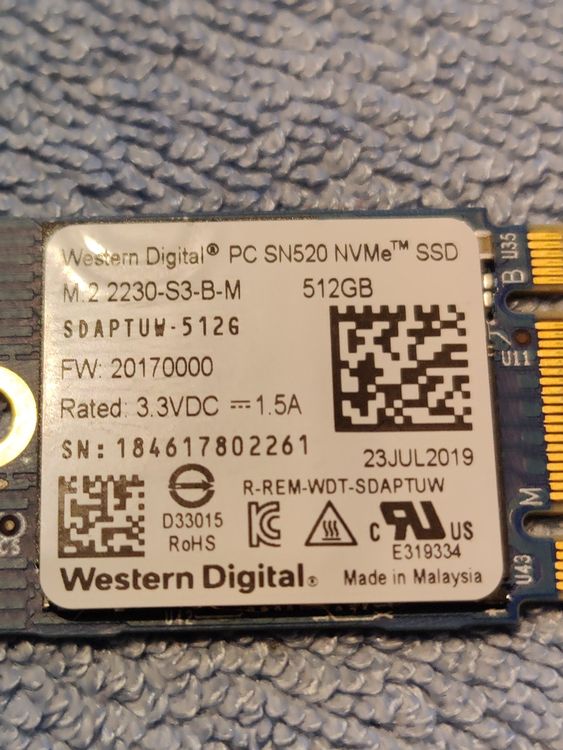 Western Digital PC SN 512 GB NVMe SSD (Gebraucht) in Walenstadt für CHF ...