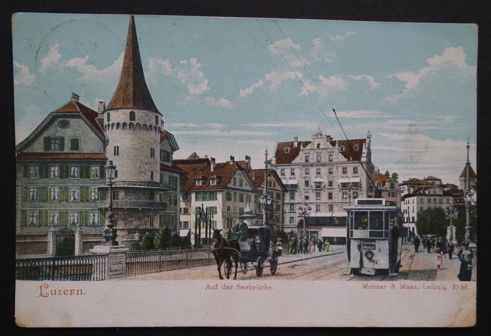 Luzern 1910 auf der Seebrücke, Maihof - Tram und Kutsche (Gebraucht) in ...