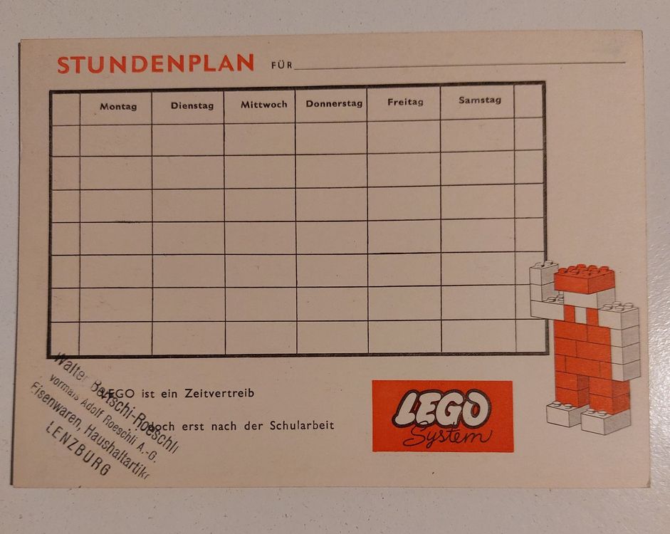 Lego Alte Karte Stundenplan | Kaufen auf Ricardo