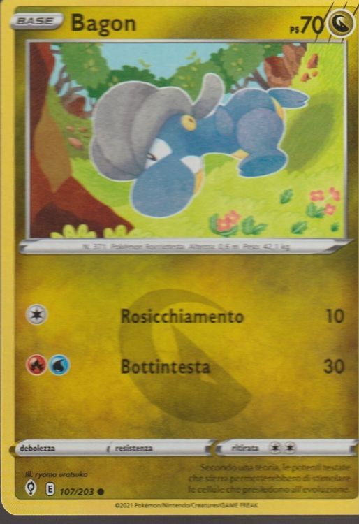 TCG POKEMON Evoluzioni Eteree EVS 107/203 BAGON Italiano (Neu (gemäss ...