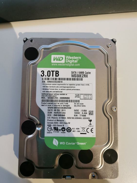 WD Green WD30EZRX 3TB IntelliPower 64MB Cache SATA 6.0Gb/s 3 (Gebraucht) in Zug für CHF 15 – mit ...