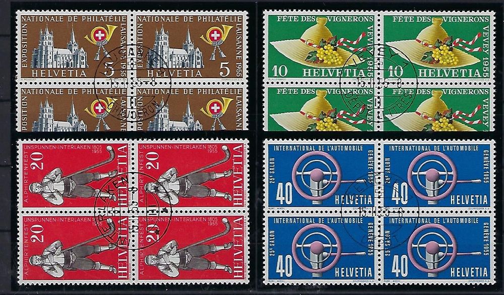 Werbemarken 1955 Viererblocks gestempelt ET. 14619 (Gebraucht) in Lunden für CHF 8 – mit ...