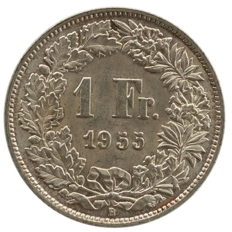 Schweiz - 1 Franken - 1955 - Silber (Gebraucht) in Rotkreuz für CHF 28 – mit Lieferung auf ...