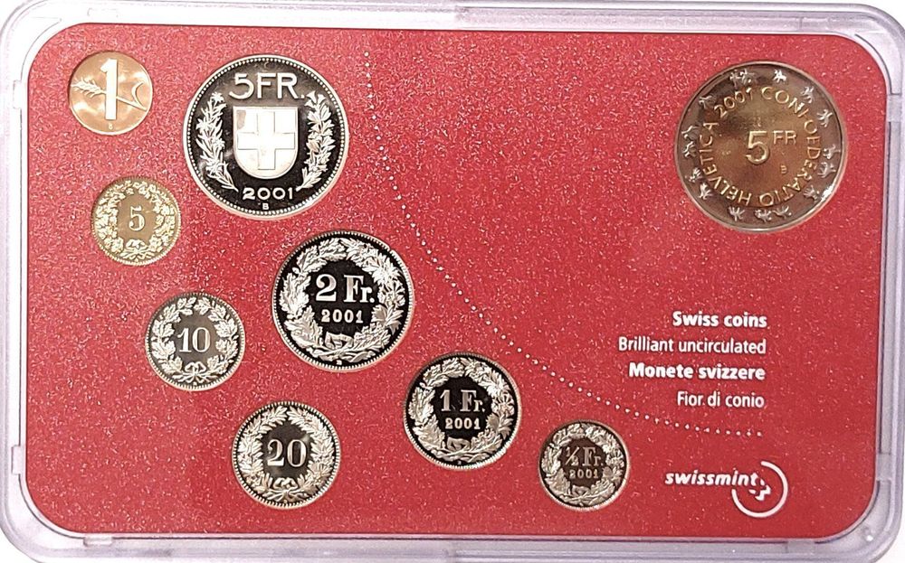 CH - Münzsatz 2001 stgl (Neu und originalverpackt) in Arch für CHF 20 – mit Lieferung auf ...