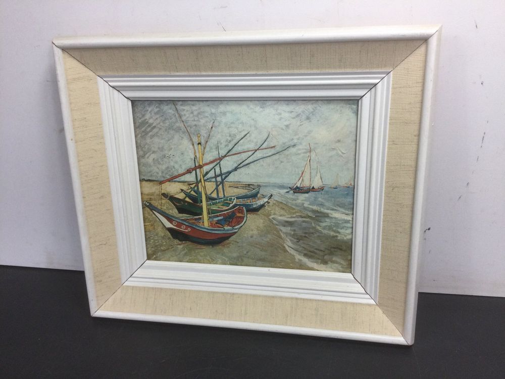 Altes Bild Motiv Segelschiffe am Strand | Kaufen auf Ricardo