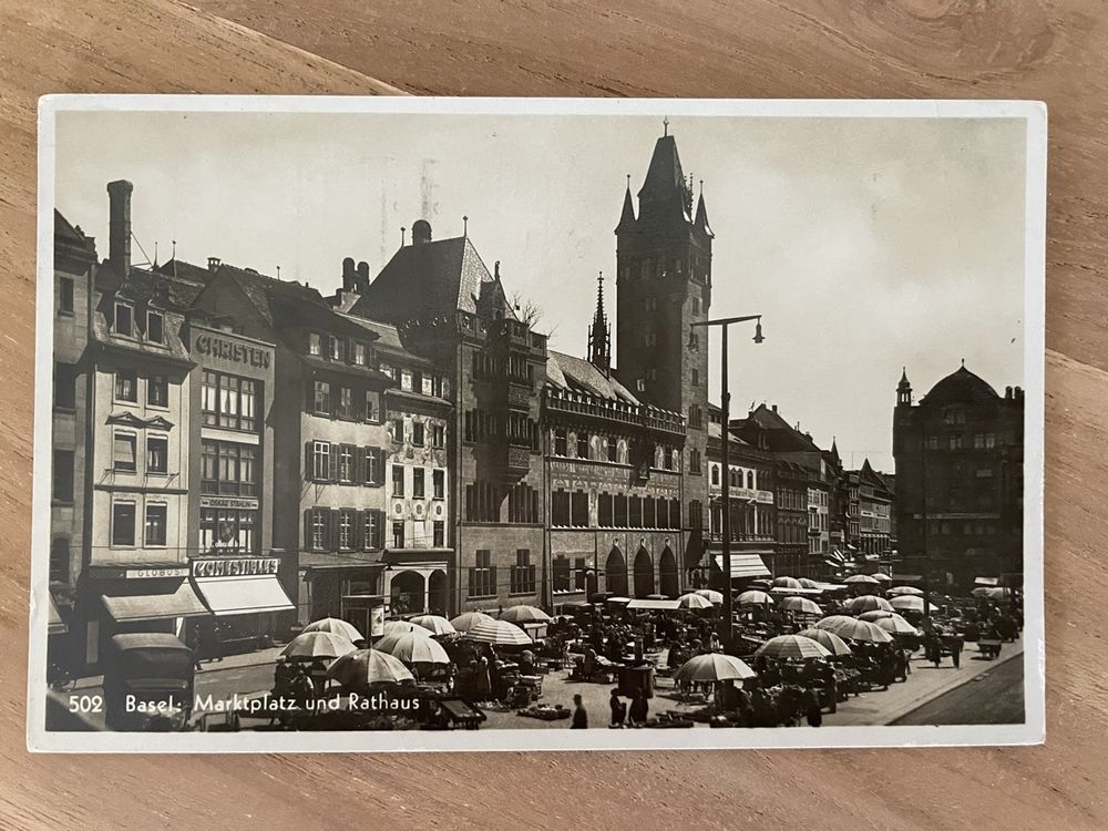Postkarte Basel : Marktplatz und Rathaus | Kaufen auf Ricardo